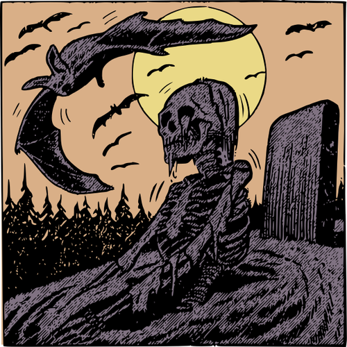Skeleton rising from grave | Public domain vectors