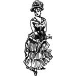 Vector graphics of posh young lady in a long dress | Public domain vectors