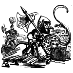 Knight on wild horse vector clip art | Public domain vectors